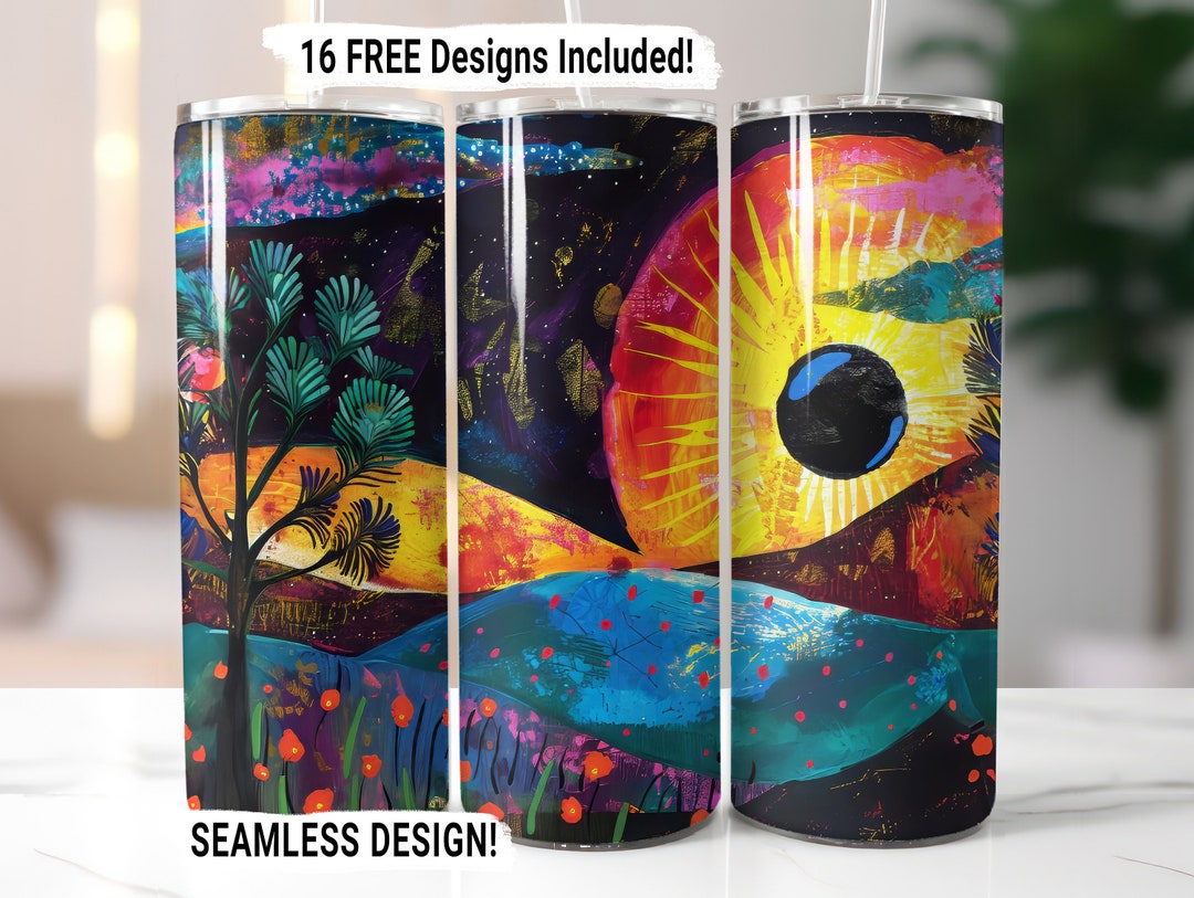 Solar Eclipse Tumbler Wrap Seamless Sublimation Design PNG, 20 Oz ...