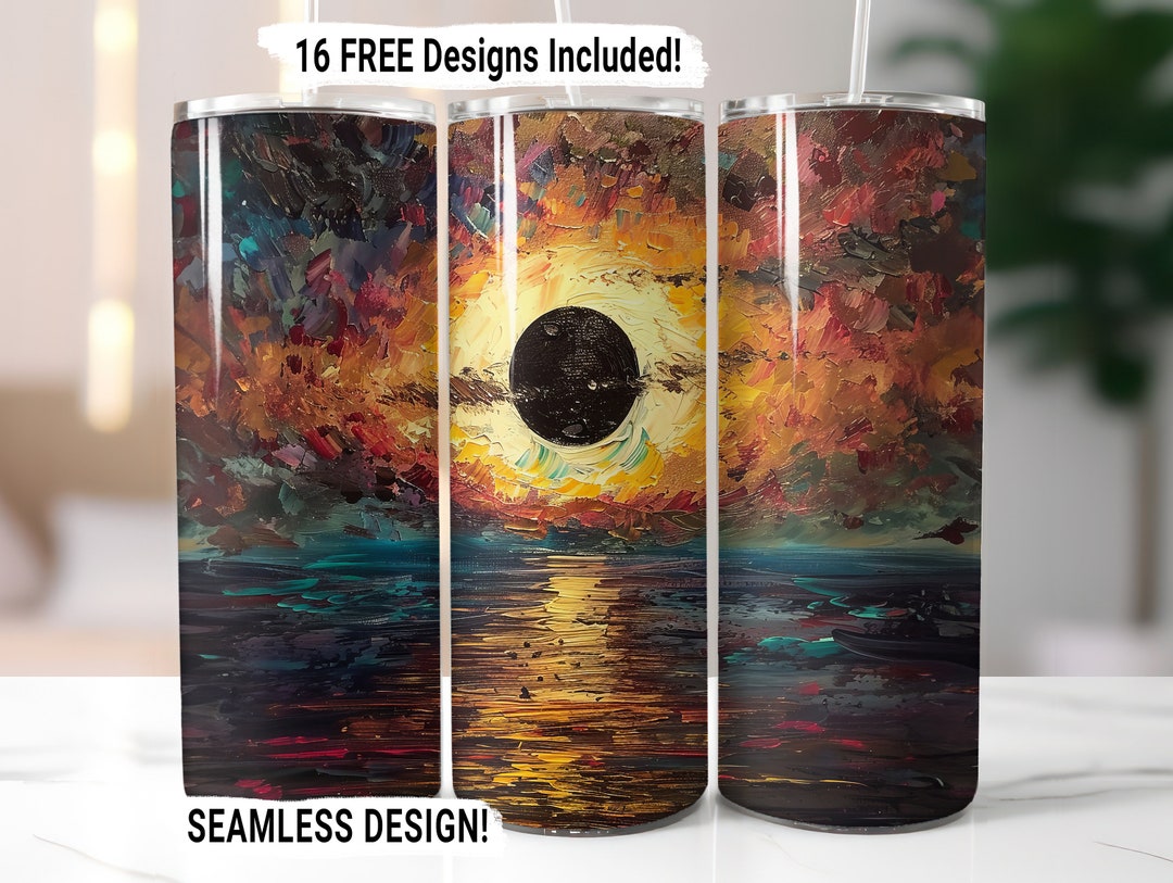 Solar Eclipse Tumbler Wrap Seamless Sublimation Design PNG, 20 Oz ...