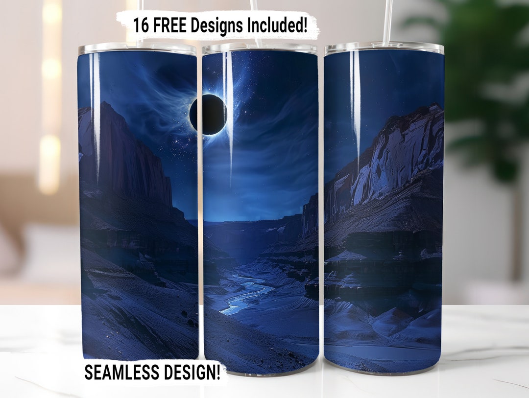 Solar Eclipse Tumbler Wrap Seamless Sublimation Design PNG, 20 Oz ...