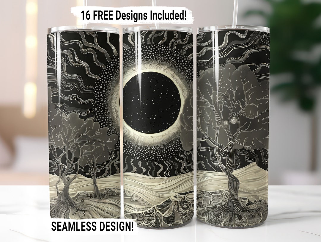 Solar Eclipse Tumbler Wrap Seamless Sublimation Design PNG, 20 Oz ...