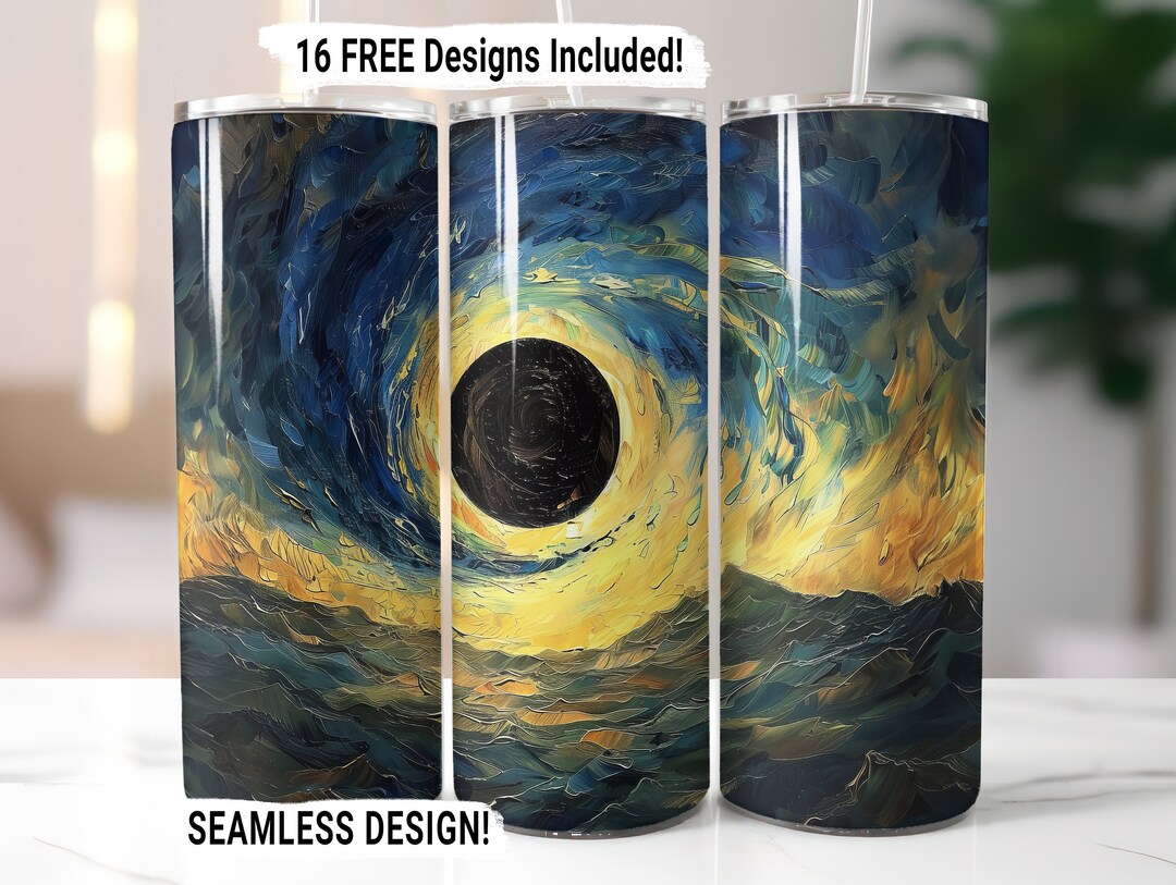 Solar Eclipse Tumbler Wrap Seamless Sublimation Design PNG, 20 Oz ...