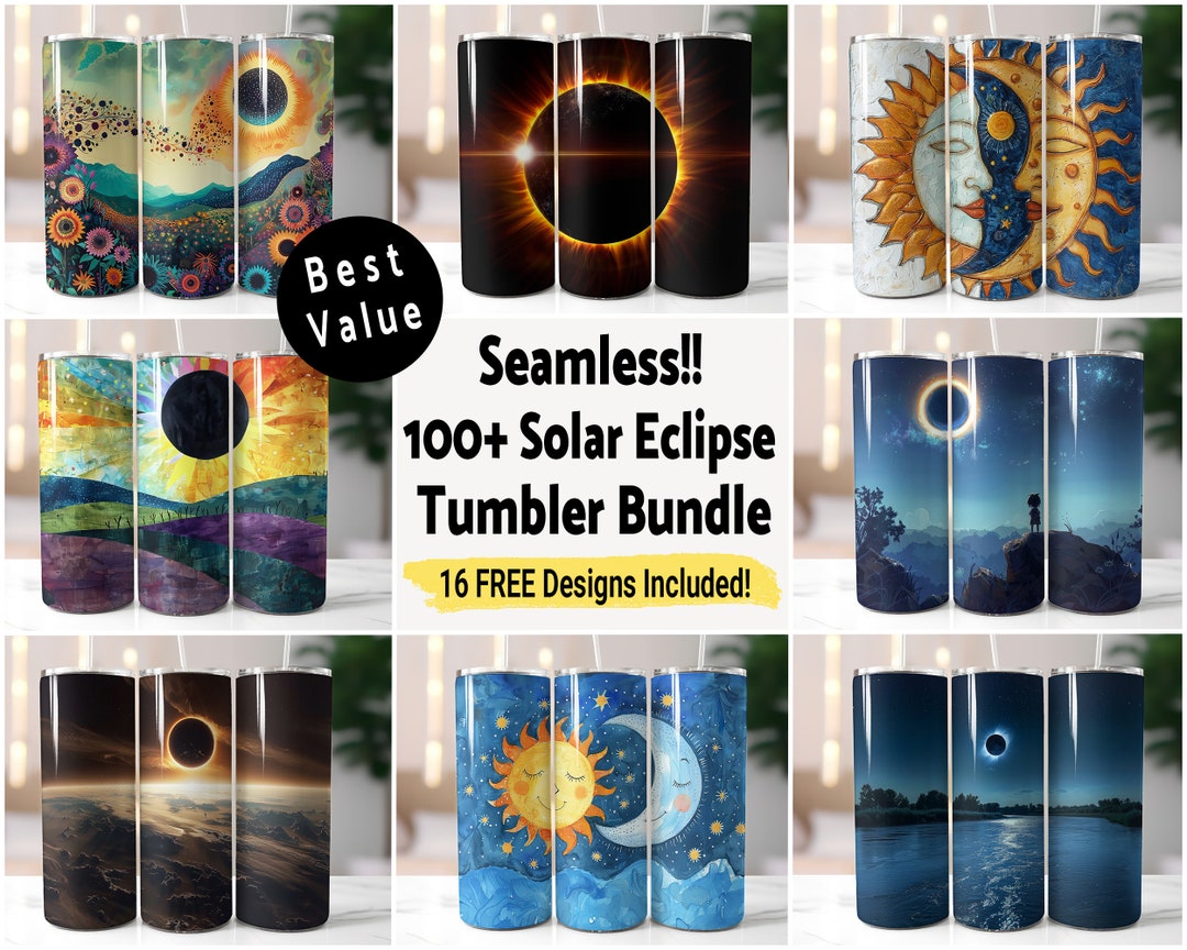 Solar Eclipse Bundle Tumbler Wrap Seamless Sublimation 100+ PNG, 20 Oz ...