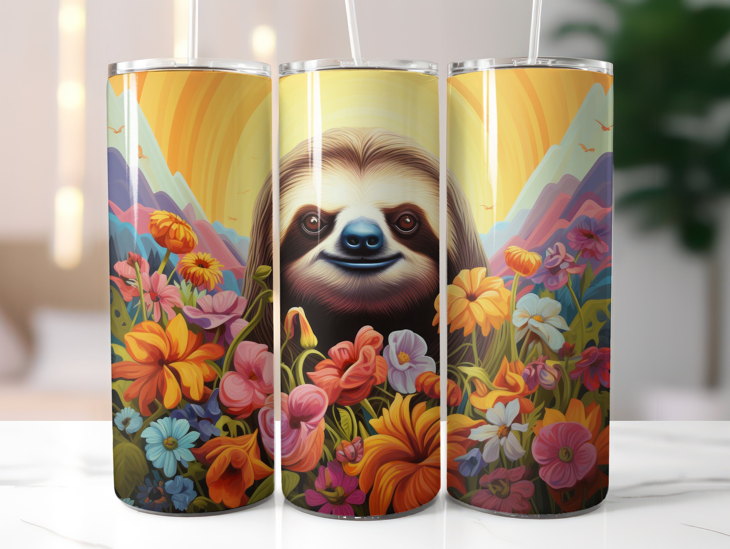 100 Sloths Bundle Tumbler Wrap Seamless Sublimation PNG, 20 Oz Skinny ...