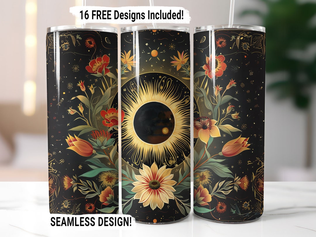 Solar Eclipse Tumbler Wrap Seamless Sublimation Design PNG, 20 Oz ...