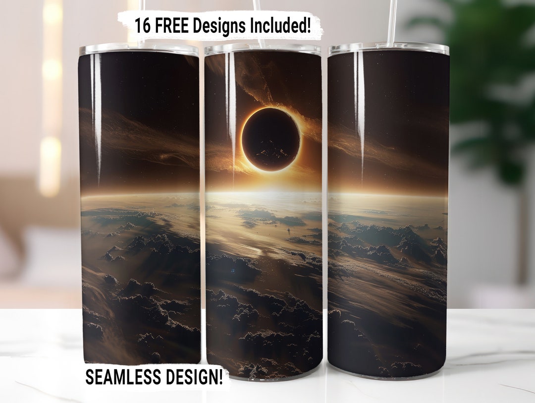Solar Eclipse Tumbler Wrap Seamless Sublimation Design PNG, 20 Oz ...