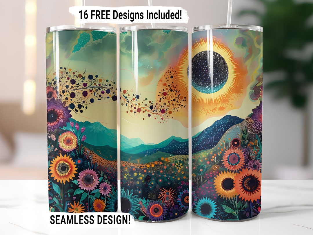 Solar Eclipse Tumbler Wrap Seamless Sublimation Design PNG, 20 Oz ...