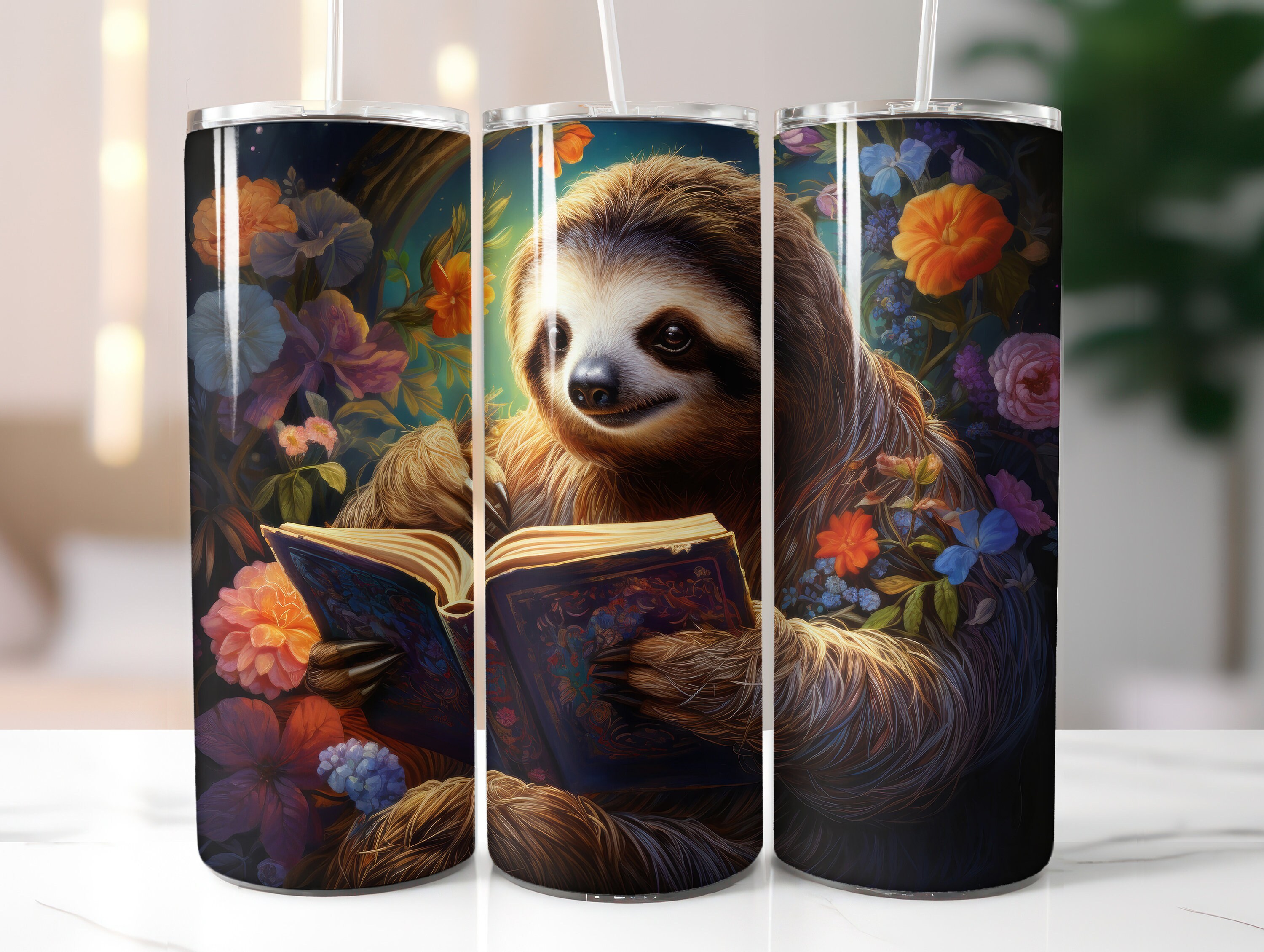 100 Sloths Bundle Tumbler Wrap Seamless Sublimation PNG, 20 Oz Skinny ...