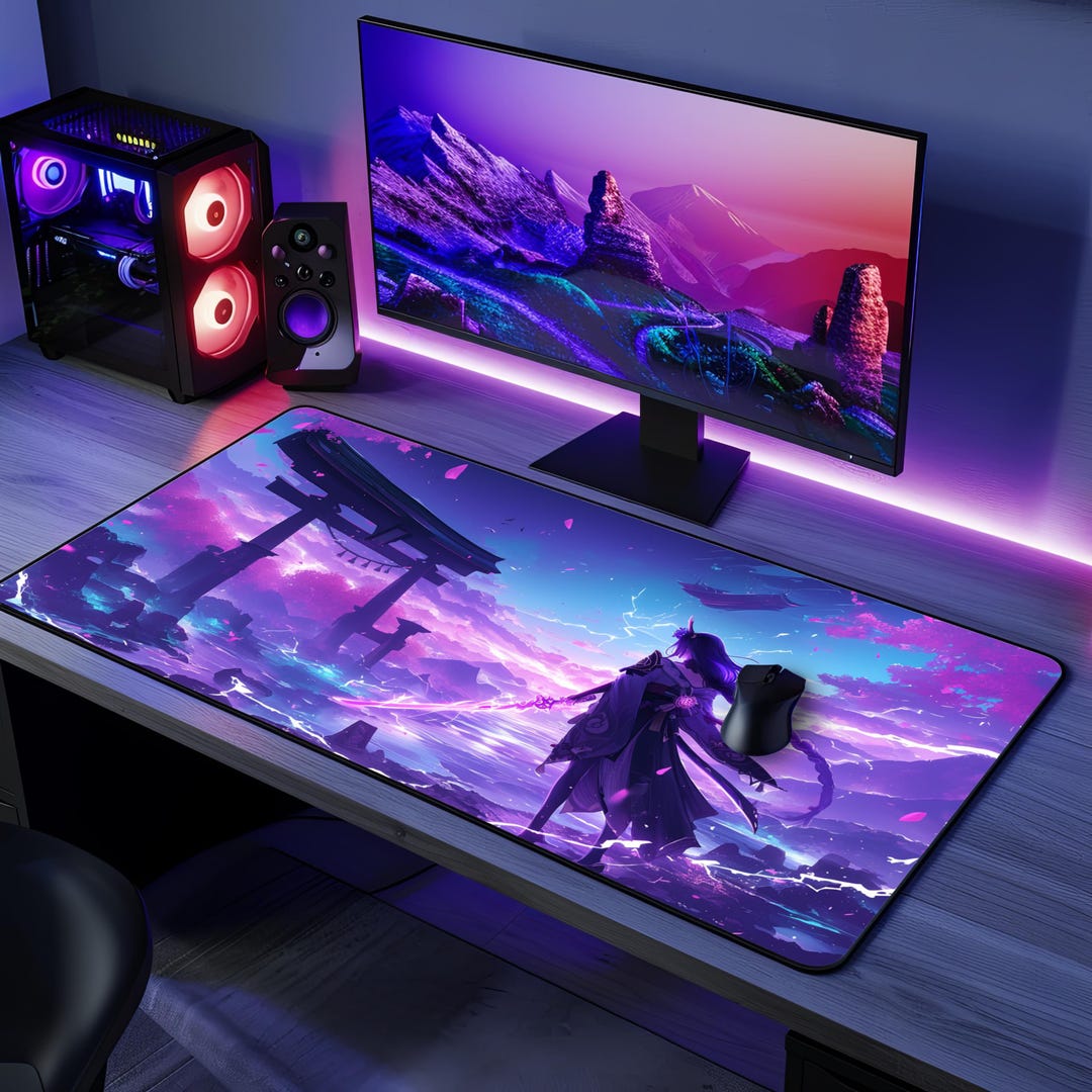 Raiden Shogun Desk Mats, Genshin Impact Gaming Mouse Pad, Electro ...