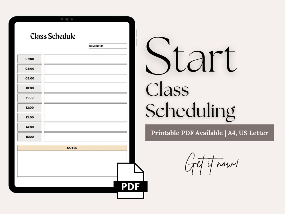 Printable One Page Class Schedule School Planner Academic - Etsy