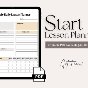 Printable One Page Lesson Planner, School Planner, Academic Planner ...