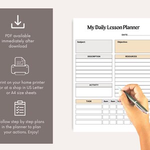 Printable One Page Lesson Planner, School Planner, Academic Planner ...