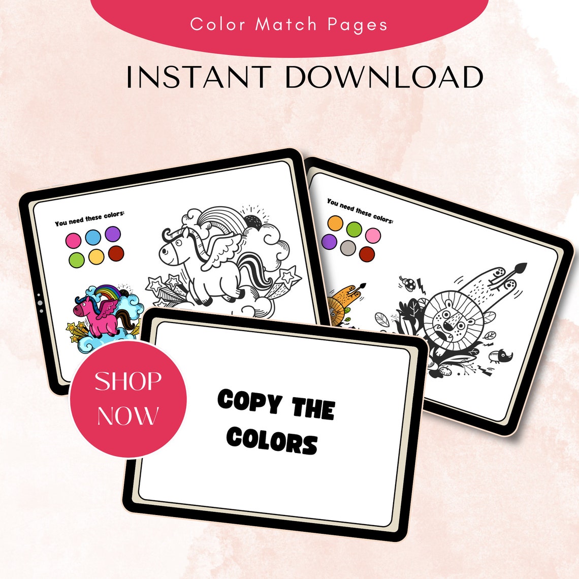 Animal Color Match Coloring Pages | Educational Printable Activity ...