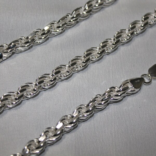 Mens 8mm Sterling Silver Rope Chain - Etsy