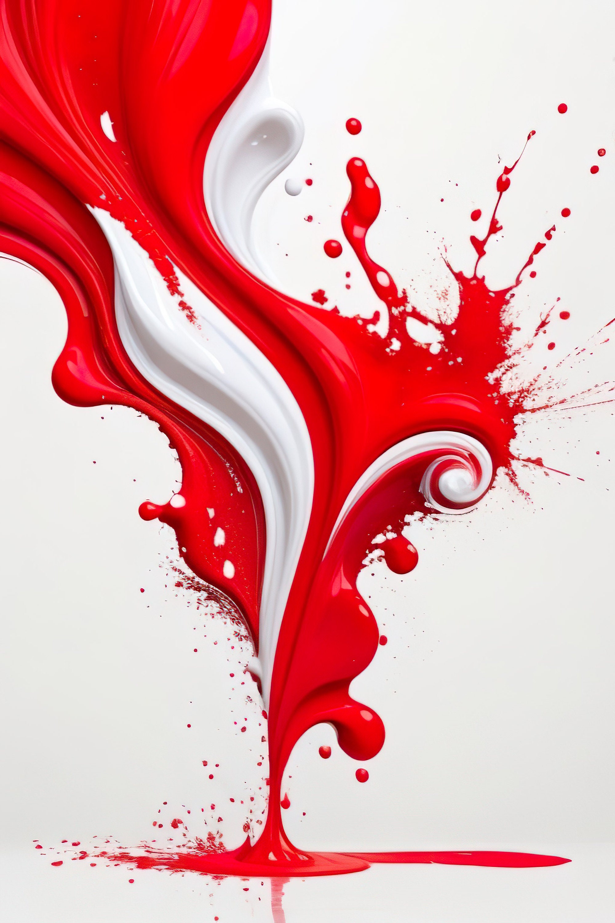 Drippy Red and White Paint Splash Art - Etsy