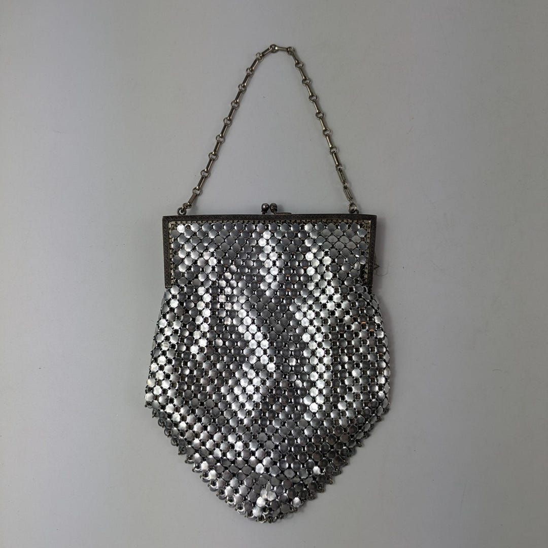 Antique Silver Mesh Purse Art Deco Chain Mail Metal 1920s Handbag ...