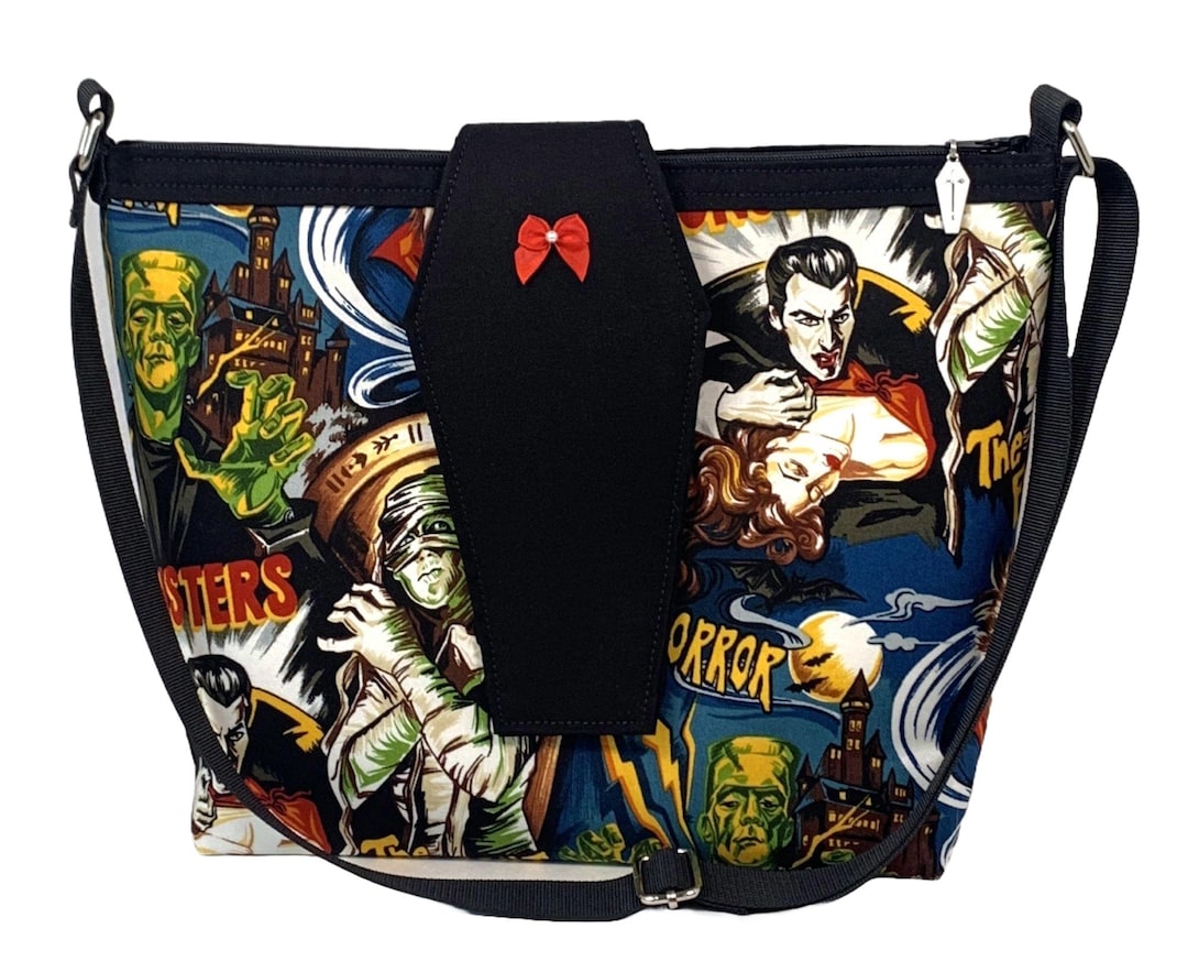Classic Horror MONSTERS COFFIN FLAP Handbag W/coffin Zipper Charm ...
