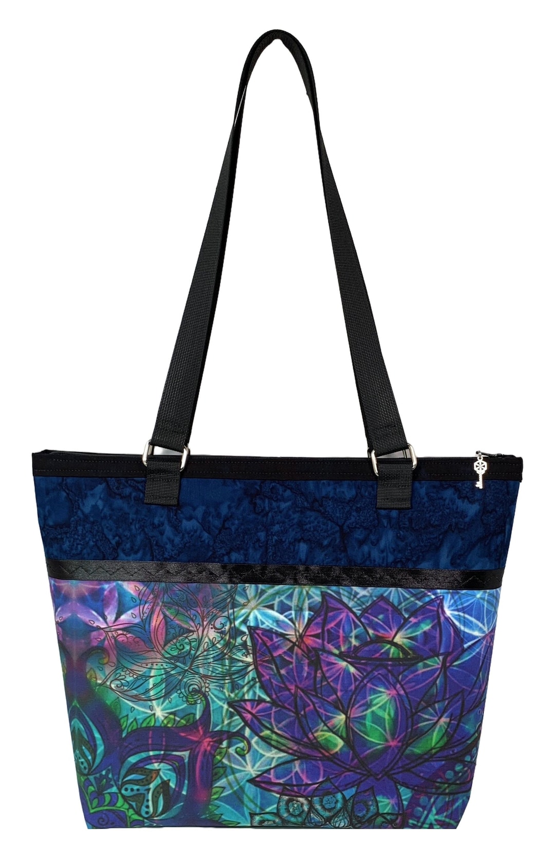 LOTUS FLOWER of LIFE & Blue Tie Dye Large Bag Tote Yoga Mandala Rave ...
