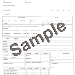 Digital File-occupational Therapy Acute Care Evaluation Template - Etsy