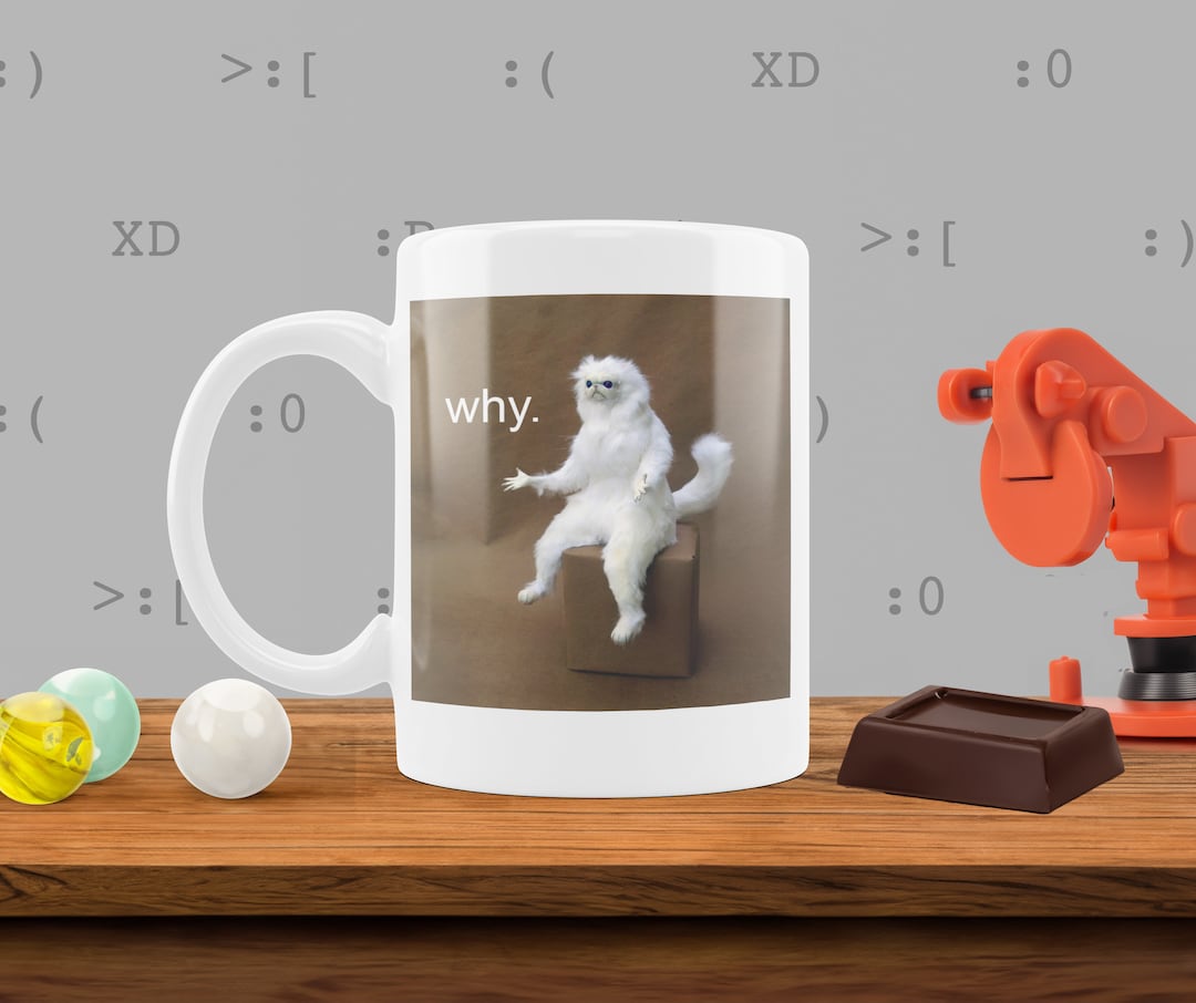 Why Cat Meme Mug, Meme Coffee Mug, Funny Mugs, Funny Coffee Mug, Funny ...