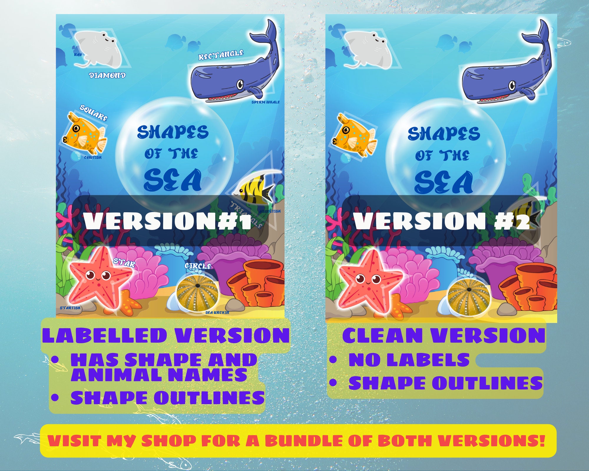 Ocean Animals Shapes Poster Instant Digital Pdf. for Teachers ...