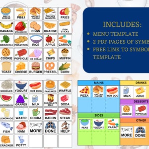 PECS Printable Menu With Swappable Items - Customizable - Instant ...