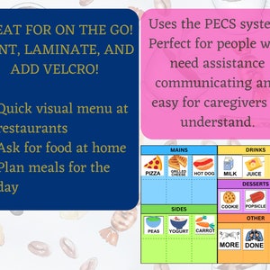PECS Printable Menu With Swappable Items - Customizable - Instant ...