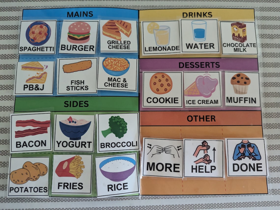 PECS Printable Menu With Swappable Items - Customizable - Instant ...
