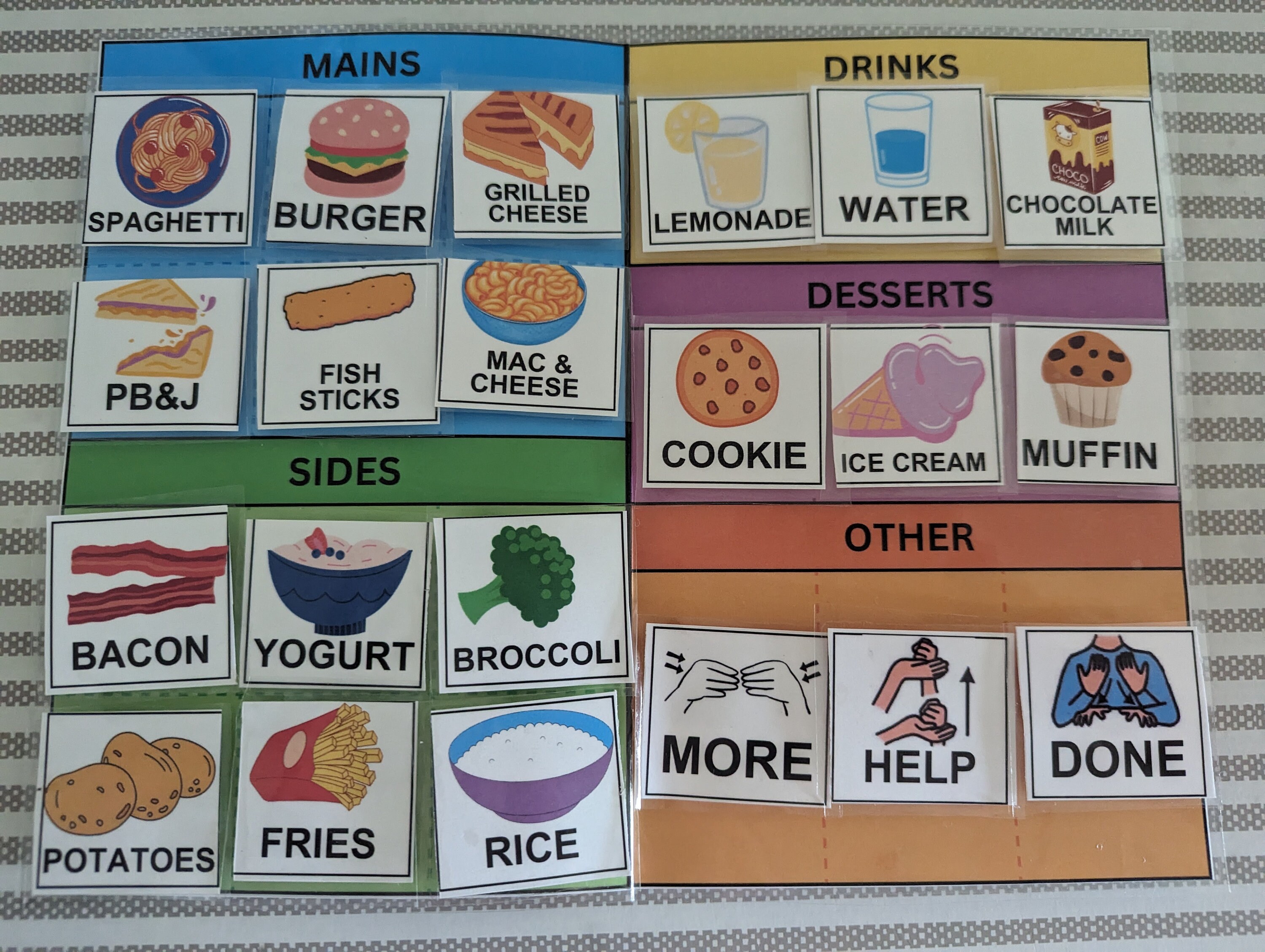 PECS Printable Menu With Swappable Items - Customizable - Instant ...