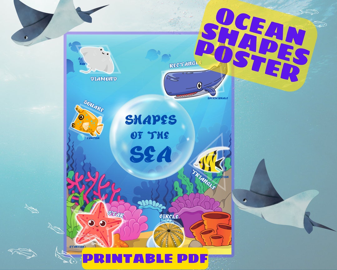 Ocean Animals Shapes Poster Instant Digital Pdf. for Teachers ...
