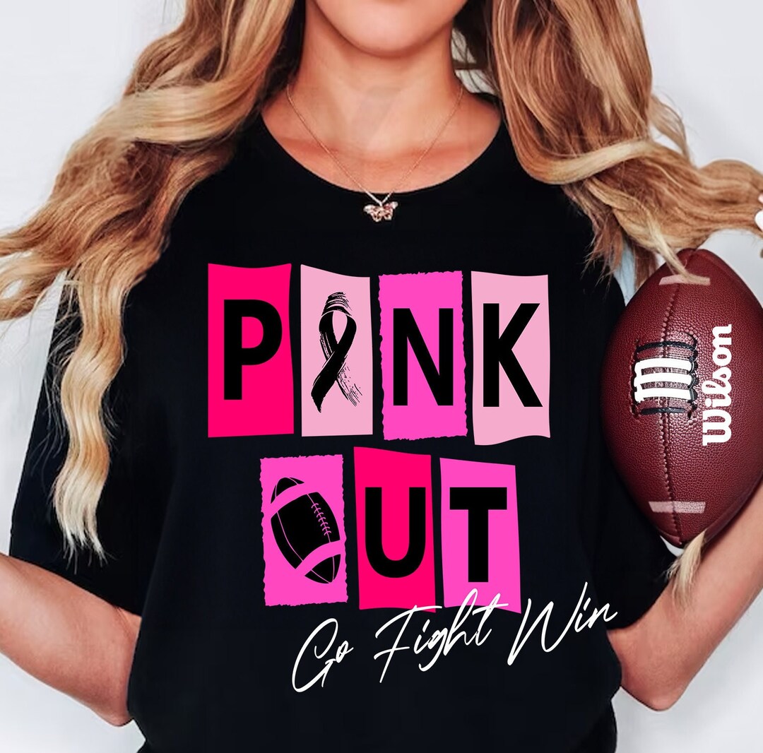Pink Out Football Svg, Fight Cancer Pink Ribbon Svg, Pink Out Svg ...