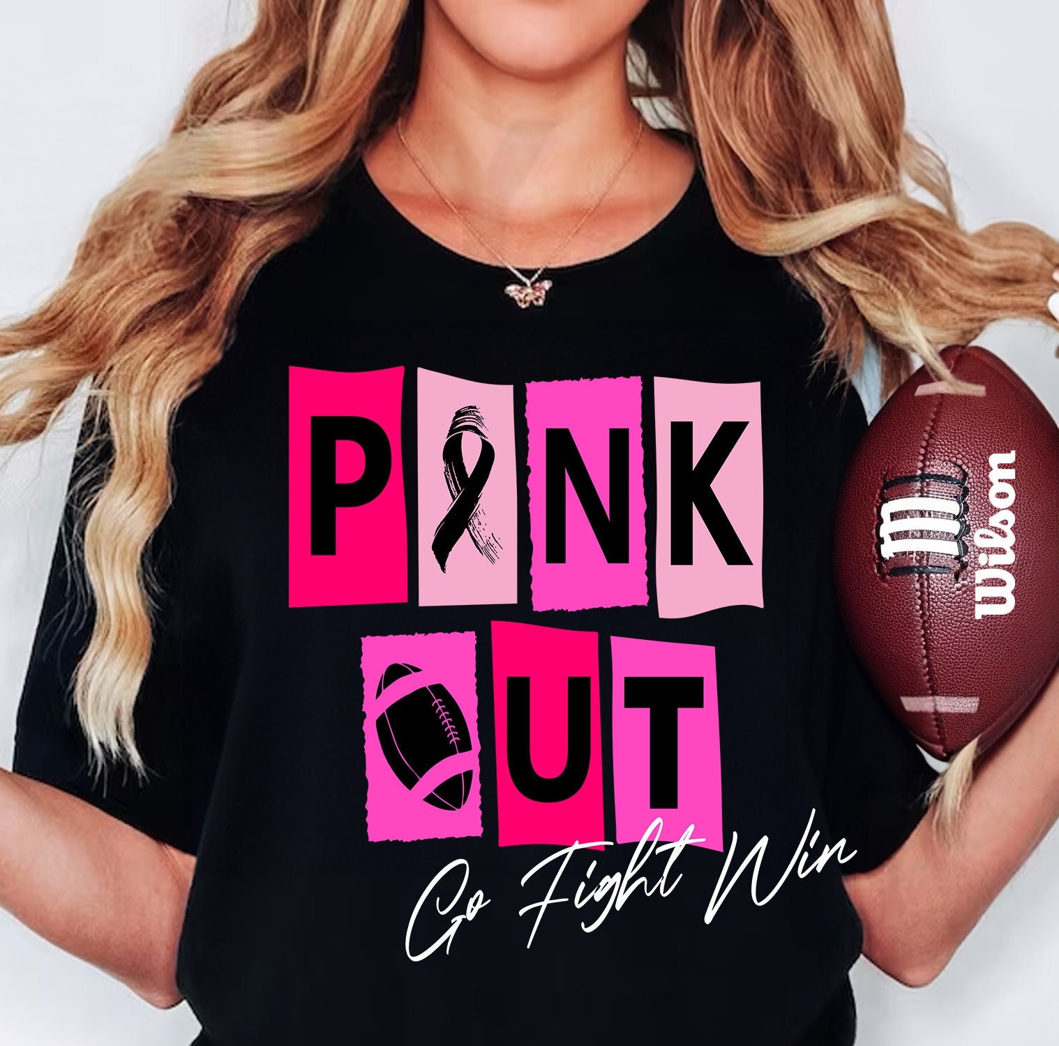 Pink Out Football Svg, Fight Cancer Pink Ribbon Svg, Pink Out Svg ...