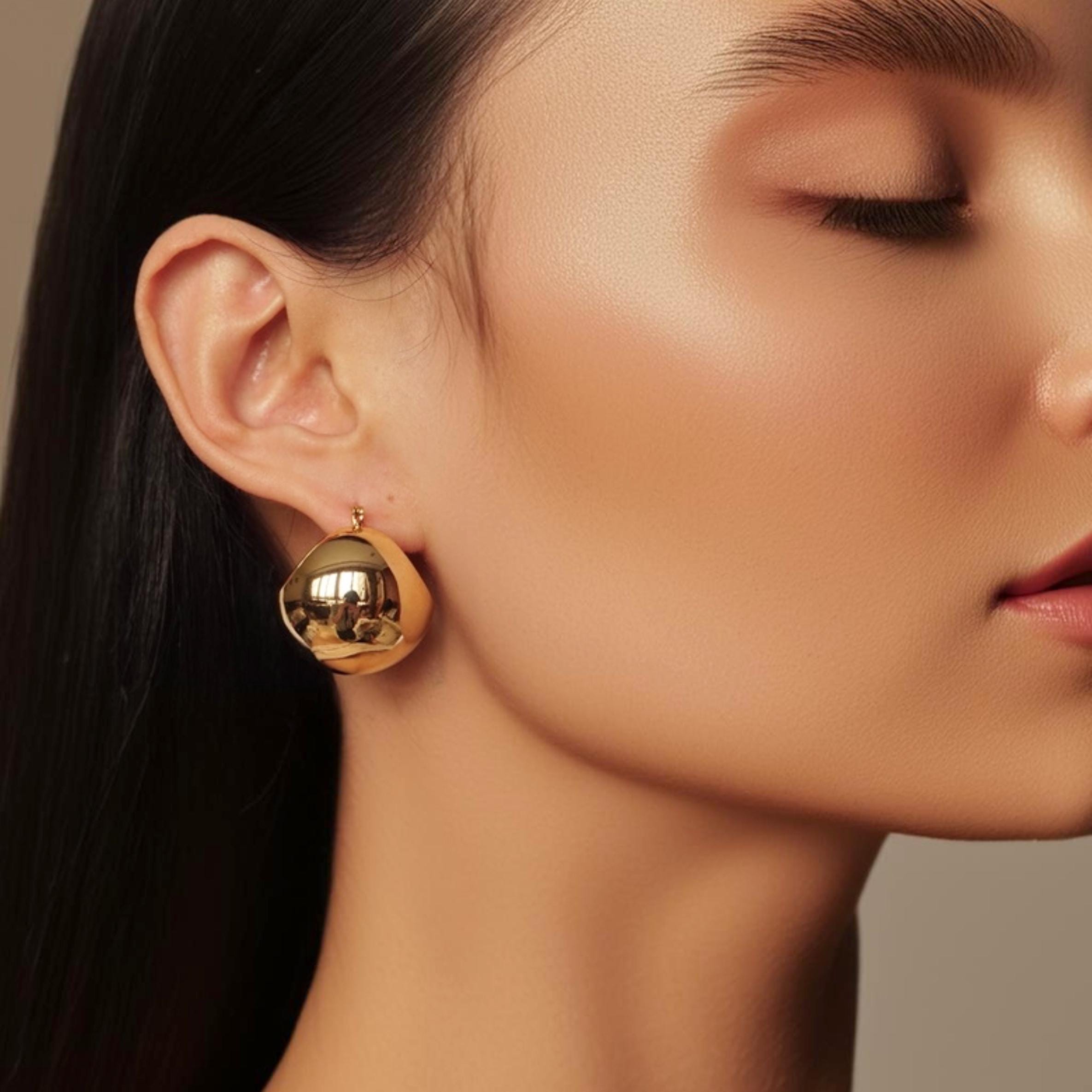 Chunky Large Gold Ball Hoop Earrings, Gold Large Oversized Hoop ...