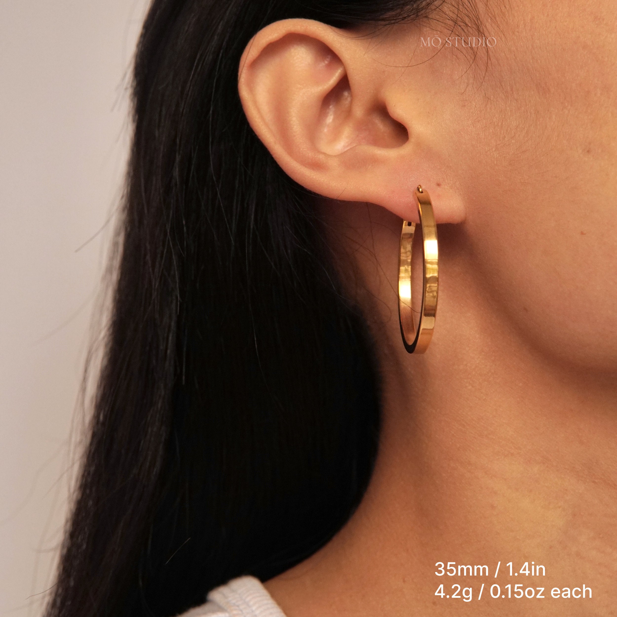 Large Gold Chunky Hoop Earrings, Thick Statement Hoop Everyday Earrings ...