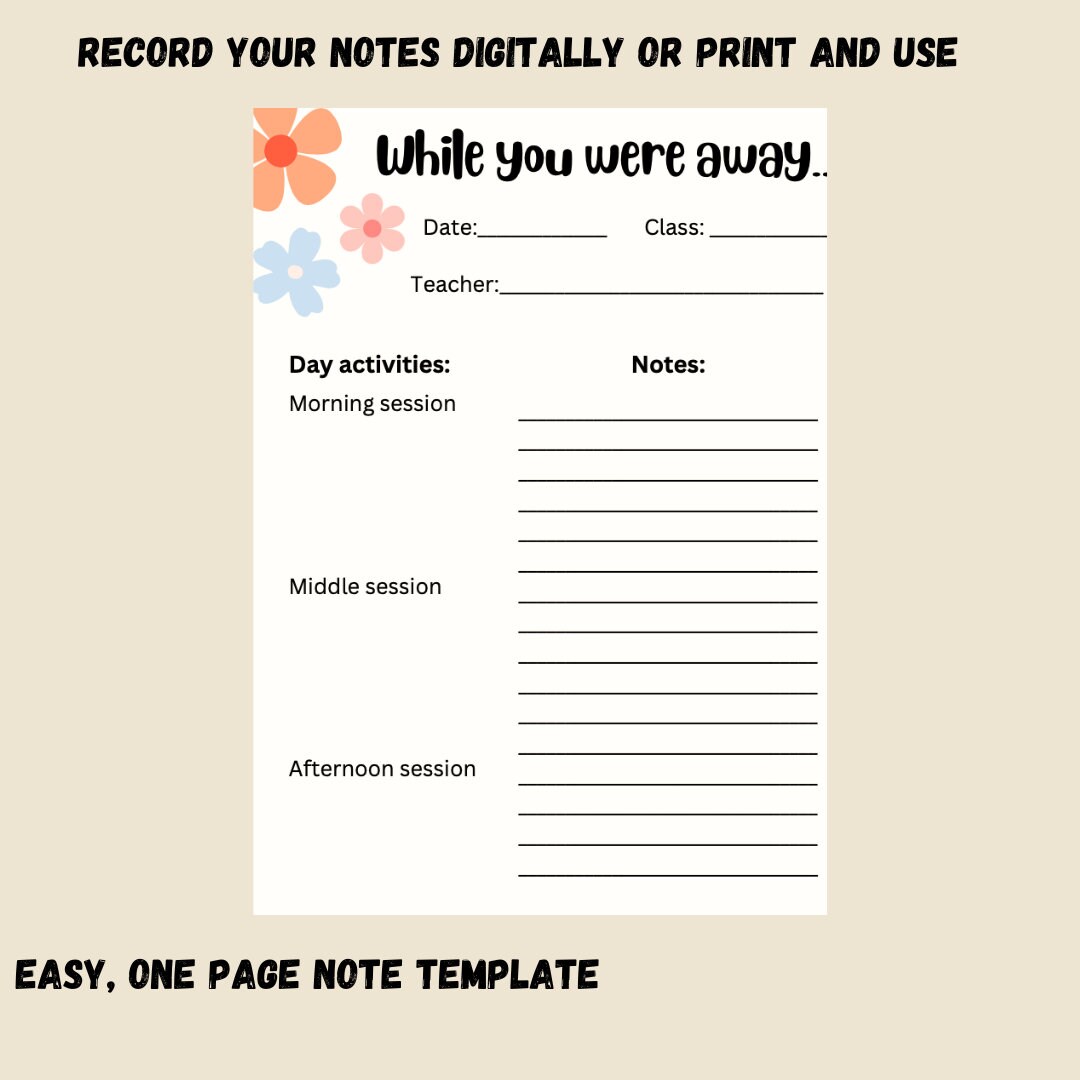 Relief Teacher Note Template - Etsy