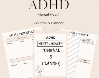 ADHD Printable Planner for Organisation and Productivity. Minimalist ...