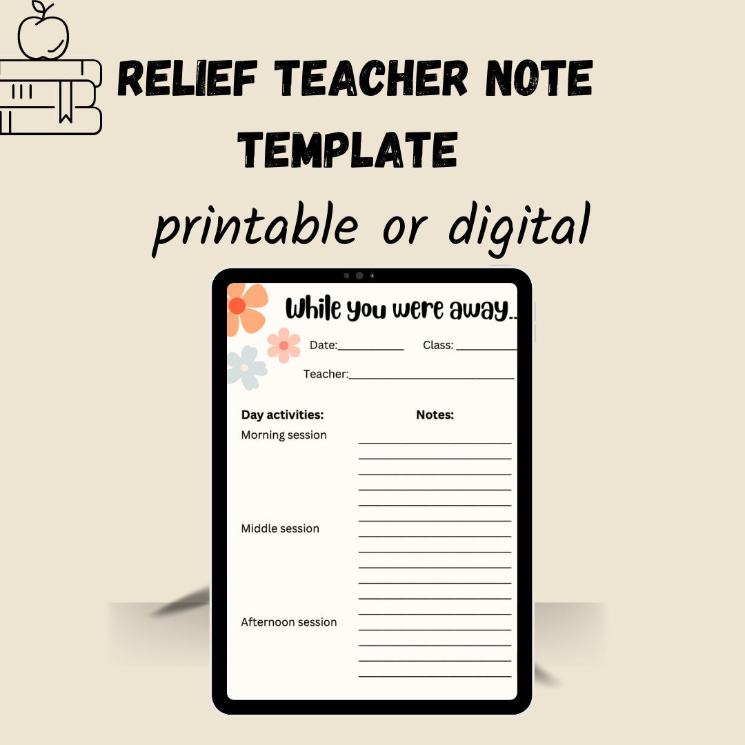 Relief Teacher Note Template - Etsy