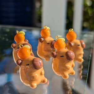 Capybara Orange Phone Strap & Charm | Polymer Clay Keychain | Birthday ...