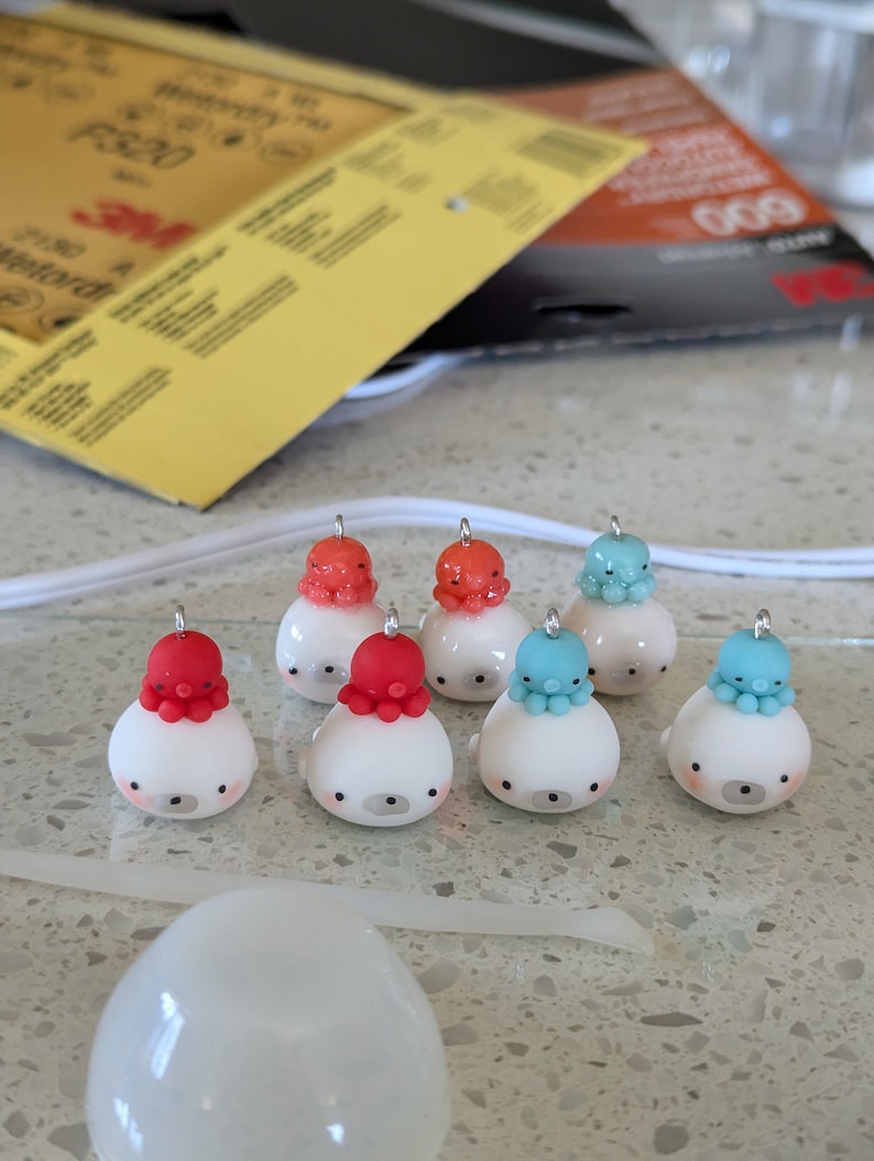 Cute Baby Octopus Seal Keychain and Charm | Polymer Clay Keychain ...
