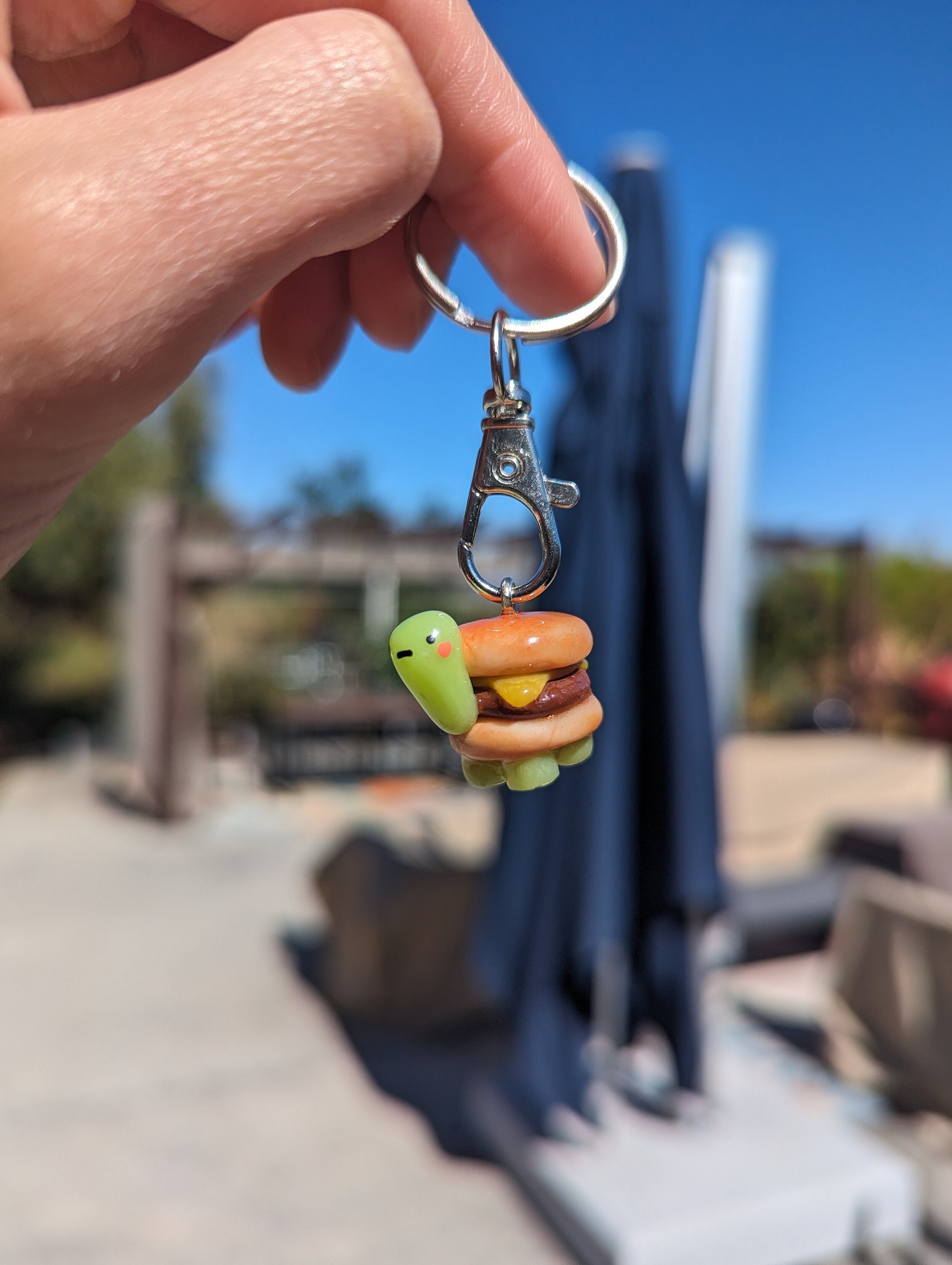 Cute Turtle Burger Charm and Keychain Cute and Funny Gift Burger Charm ...
