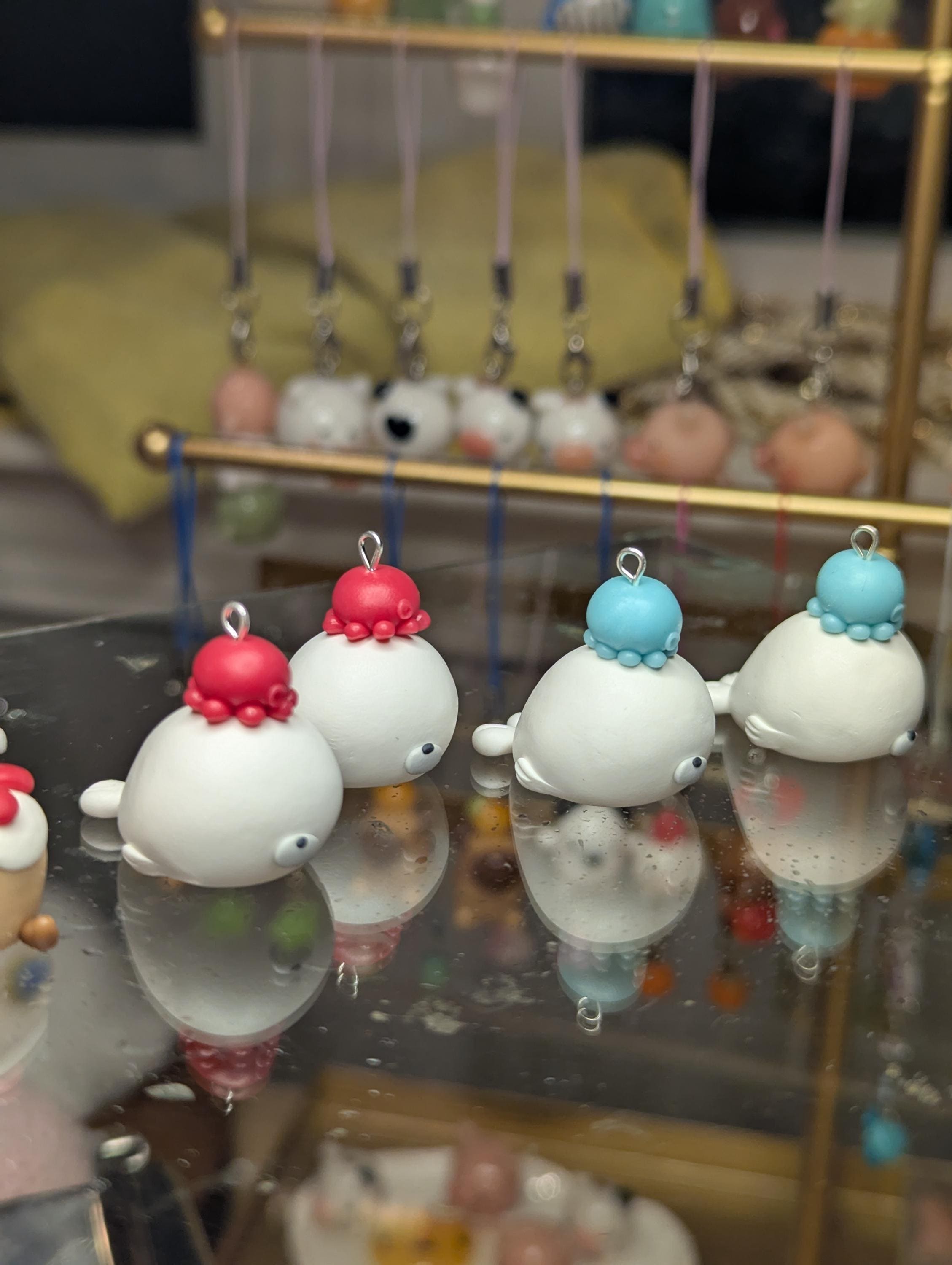 Cute Baby Octopus Seal Keychain and Charm | Polymer Clay Keychain ...