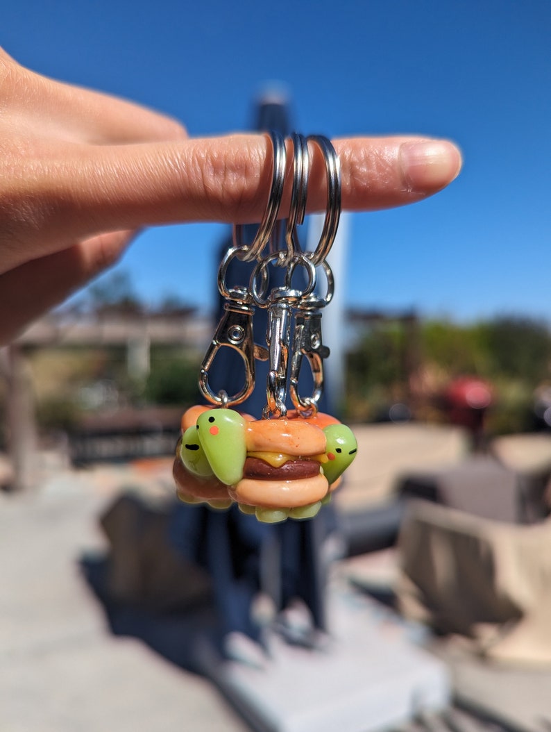 Cute Turtle Burger Charm and Keychain Cute and Funny Gift Burger Charm ...