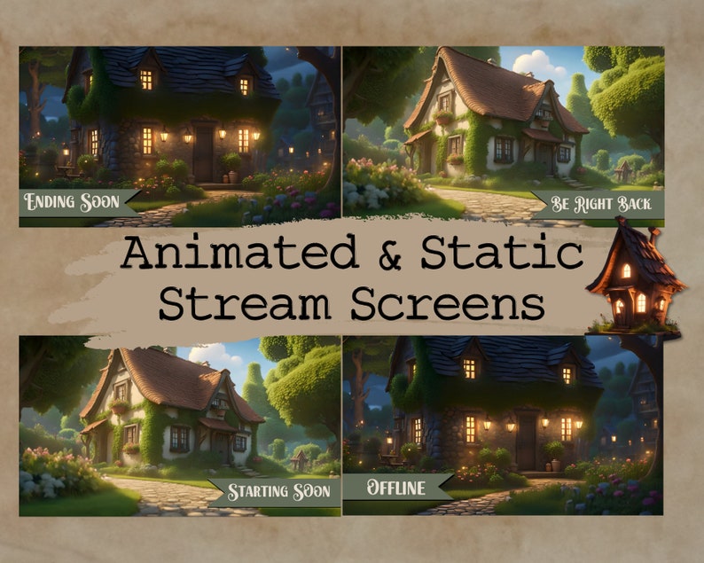 Cottage Twitch Overlay Package Rustic Animated Stream Graphics, Digital ...