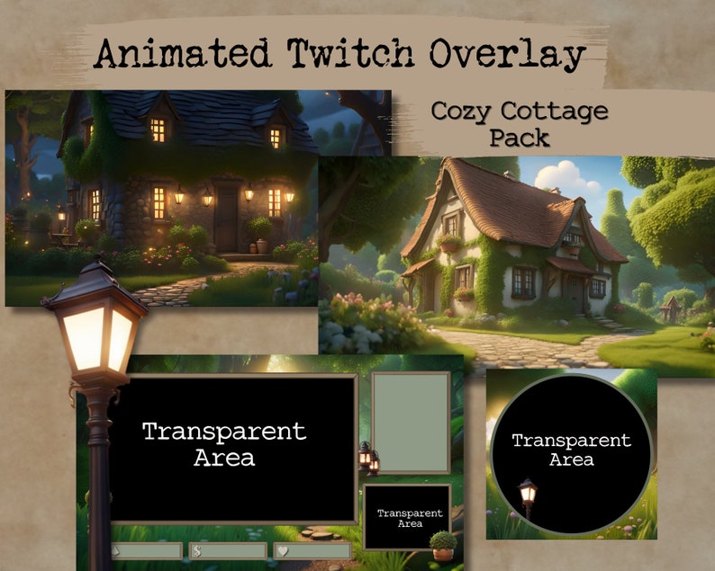 Cottage Twitch Overlay Package Rustic Animated Stream Graphics, Digital ...