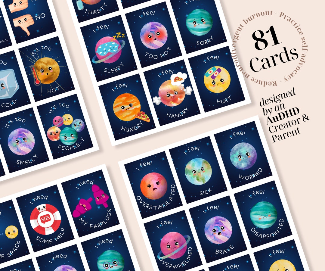 Space Themed Communication Cards Set for Autism and ADHD - 81 Cards ...