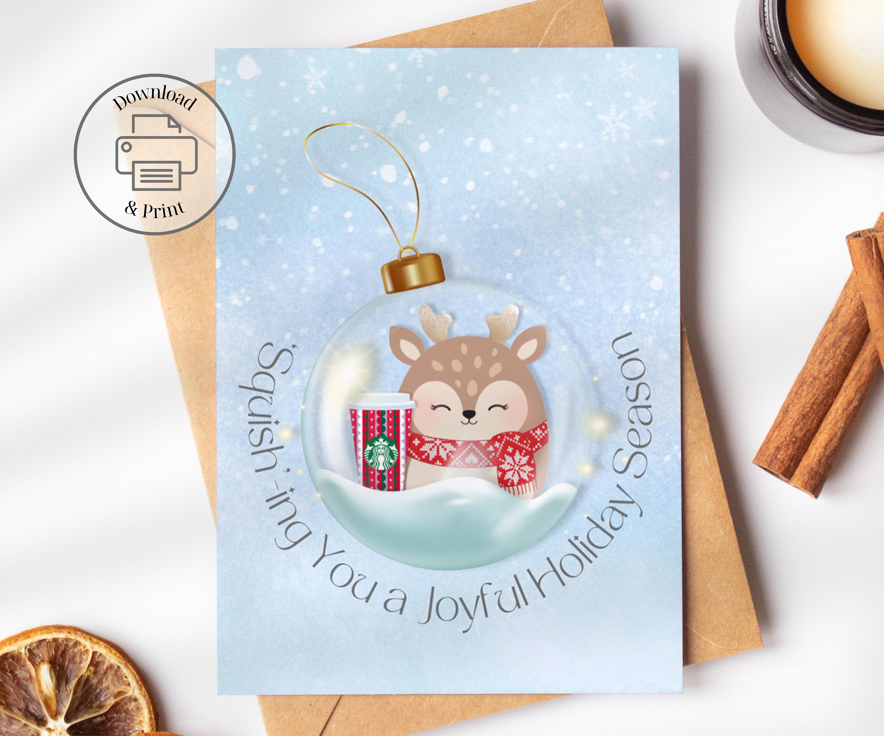 Squishmallows Printable Holiday Card, Printable Thank You Card for ...