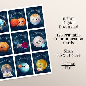 Space Themed Communication Cards Set for Autism and ADHD - 126 Cards ...