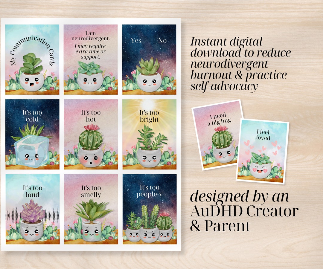 Kawaii Succulent Themed Communication Cards Set for Autism and ADHD ...