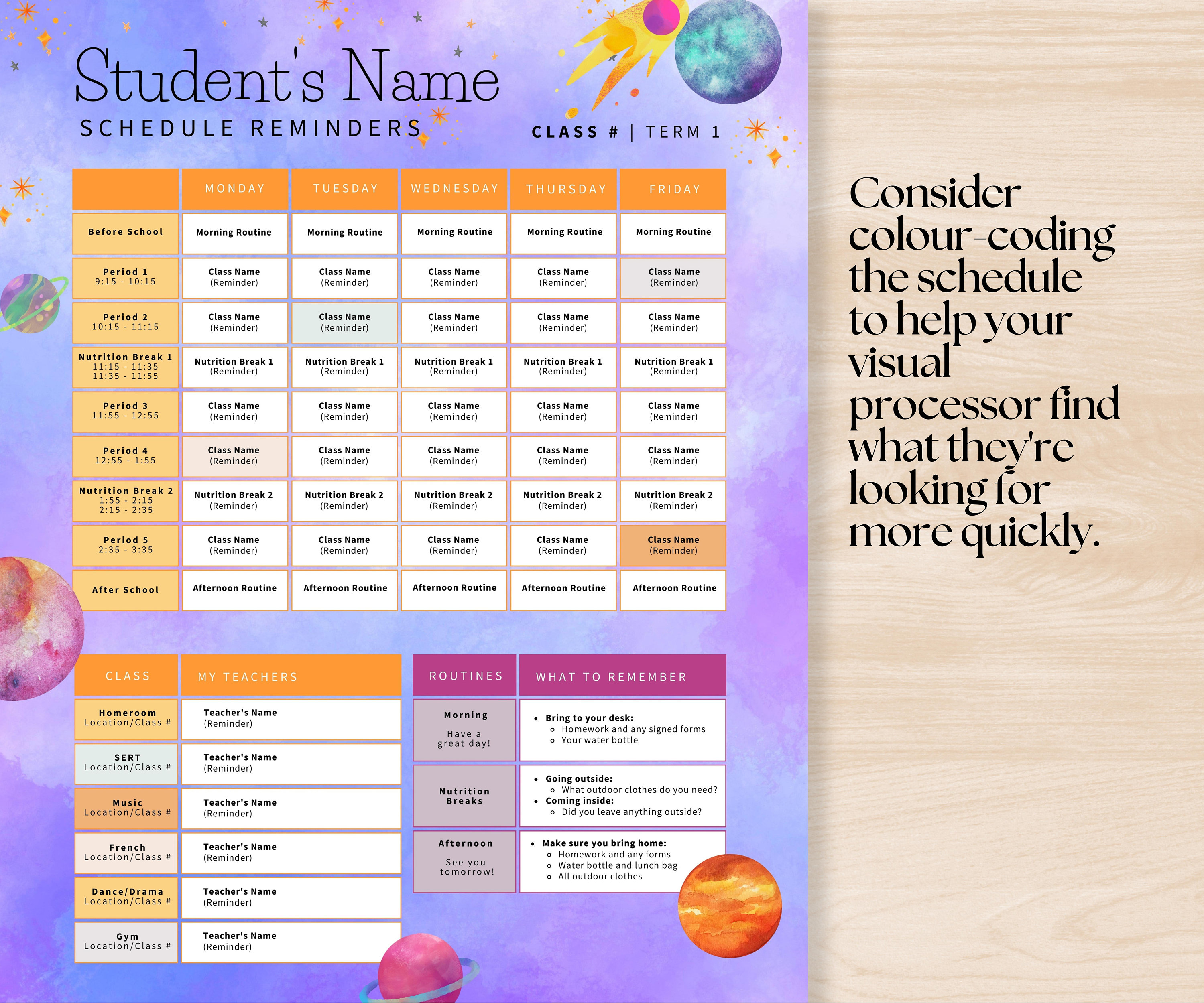 Visual Schedule, Editable Canva Template, Weekly Schedule Template ...