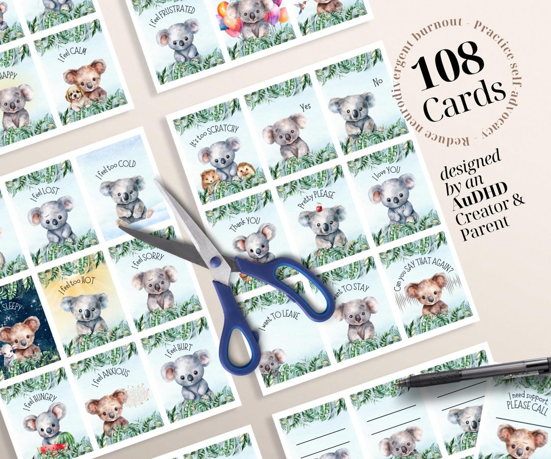 Koala Themed Communication Cards Set for Autism and ADHD - 108 Cards ...