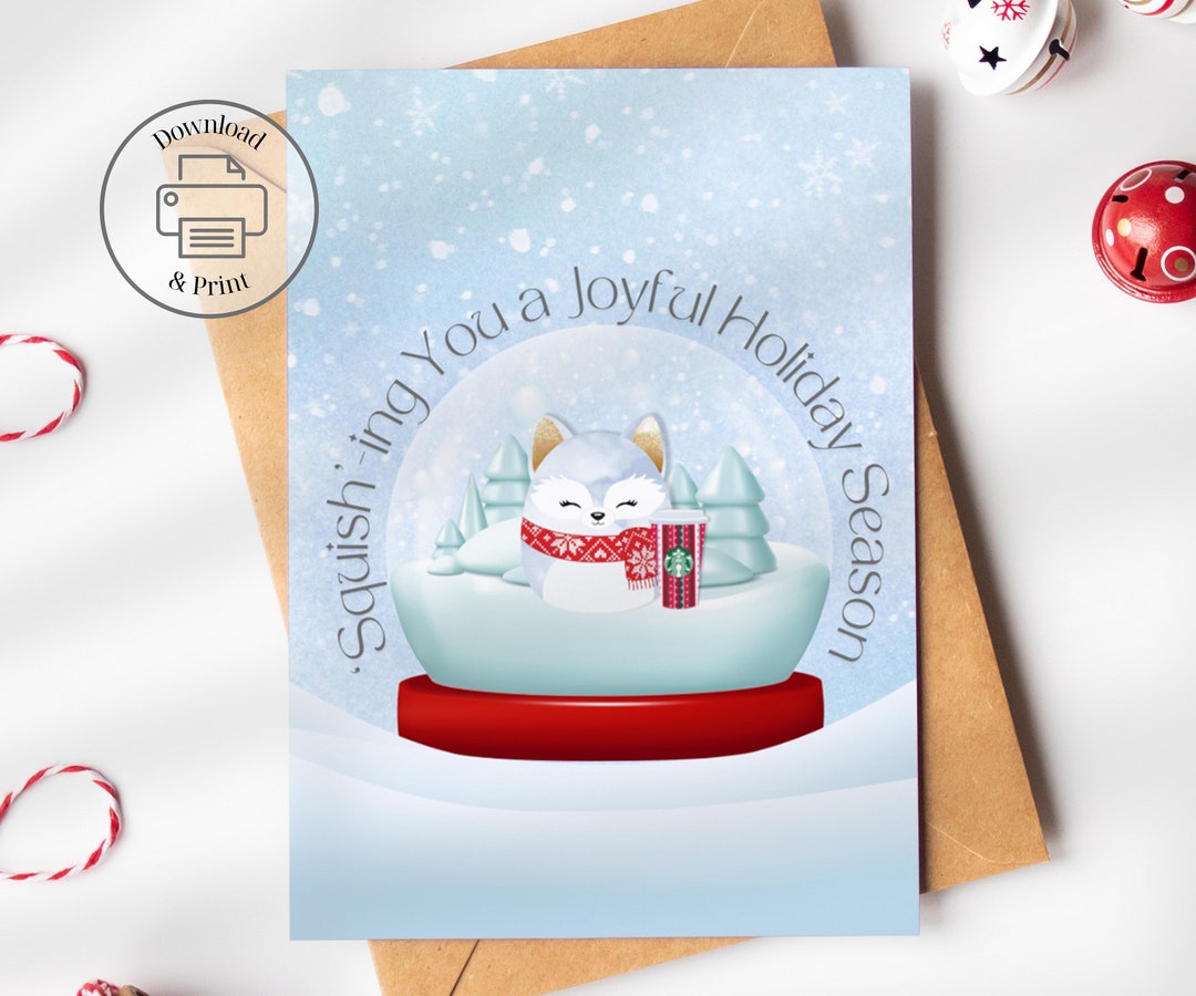 Squishmallows Printable Holiday Card, Printable Thank You Card for ...
